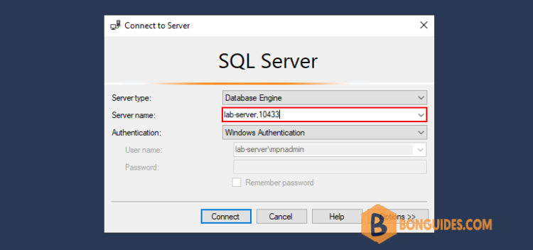 How to connect to a different port with SQL Server Management Studio