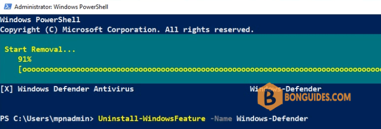 How to remove or uninstall Windows Defender in Windows Server