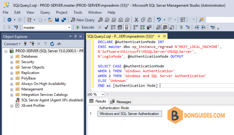 How To Check Sql Server Authentication Mode