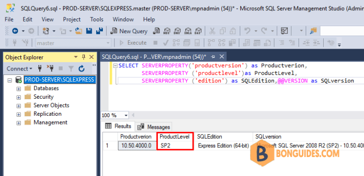 How to Determine the Service Pack of SQL Server