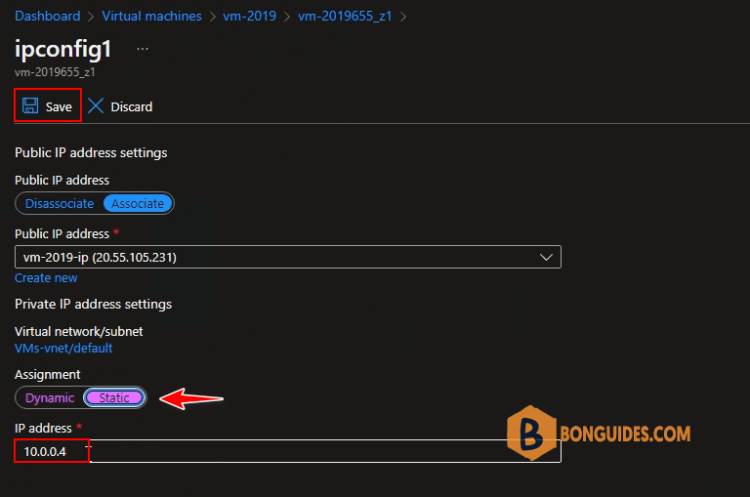 How to Set Static Private IP Address for Azure Virtual Machine