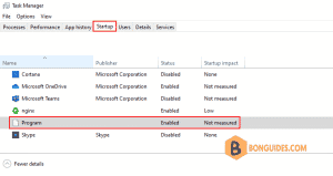 Task Manager Startup Program Not Measured in Windows 10, 11