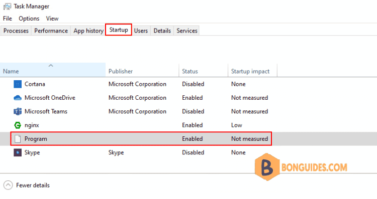 Task Manager Startup Program Not Measured in Windows 10, 11