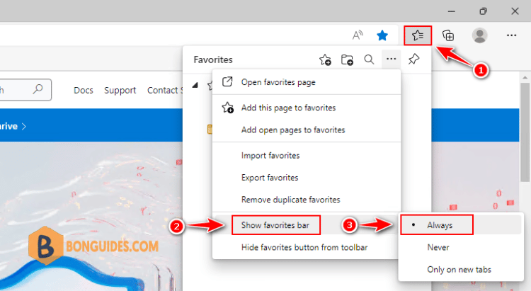 How to Always Show the Favorites Bar in Microsoft Edge Browser