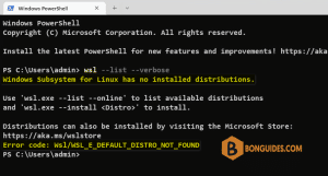 Windows Subsystem for Linux Has No Installed Distributions