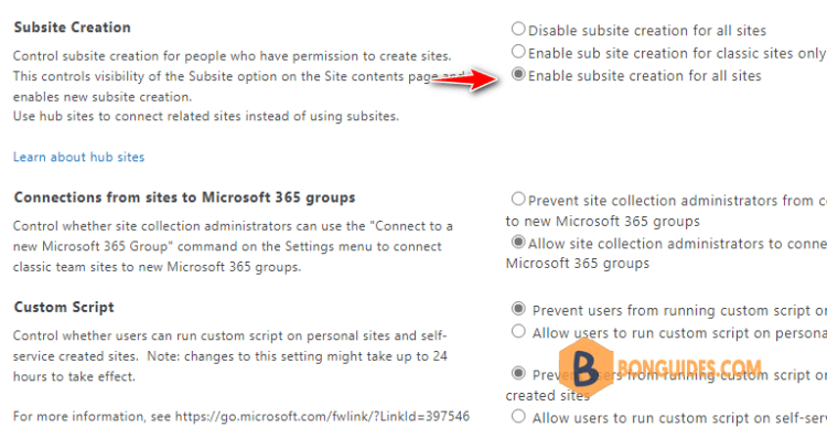 How to Enable Subsite Creation in SharePoint Online